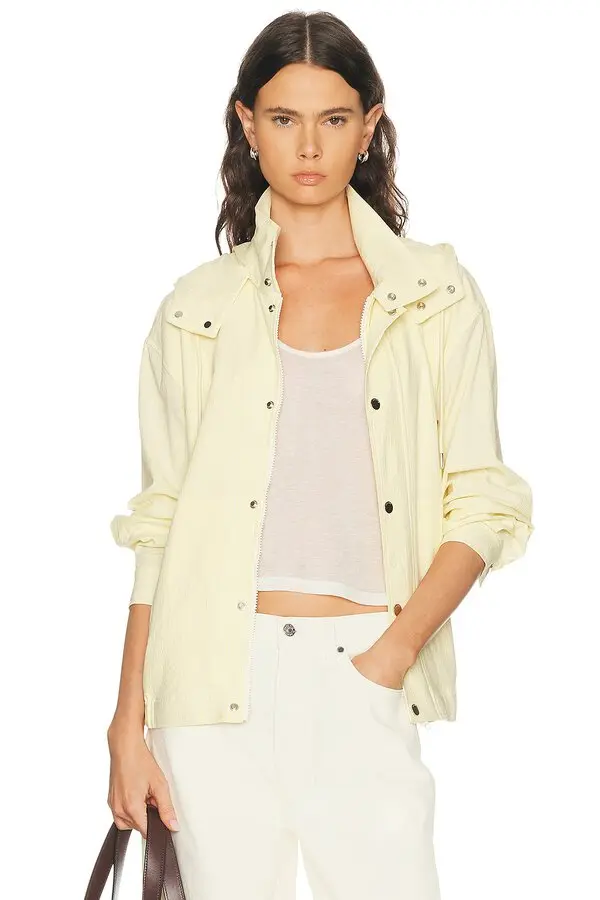 FRAME The Seersucker Track Jacket In Yellow - Lemon Multi