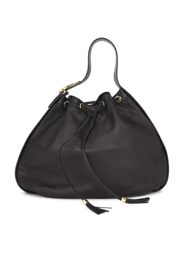 Gucci Interlocking Icon Drawstring Hobo Bag - Black