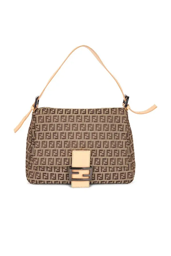 Fendi Zucchino Mama Baguette Shoulder Bag - Beige