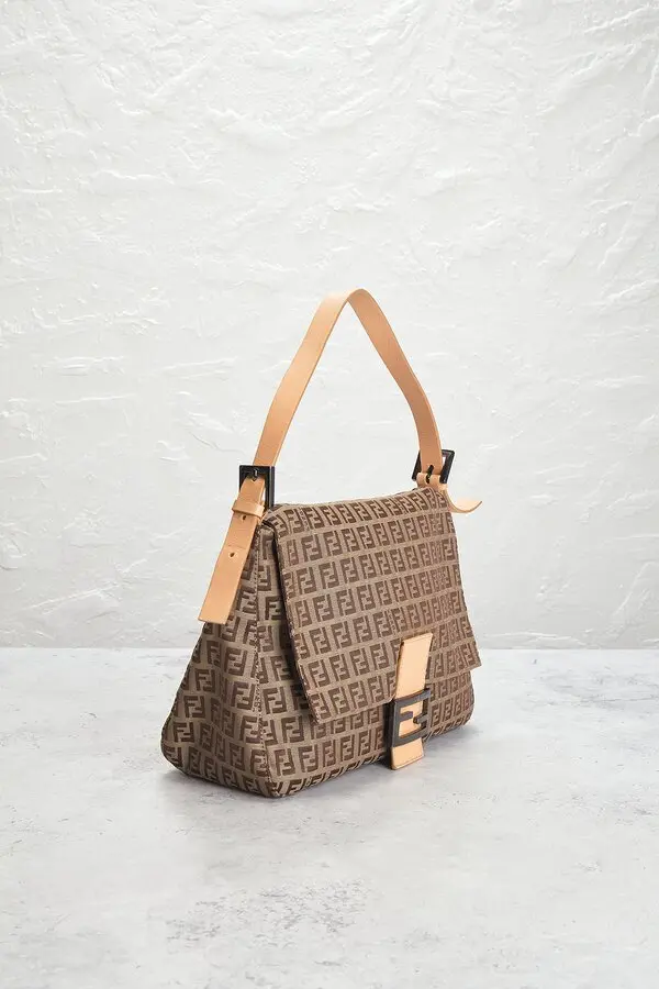 Fendi Zucchino Mama Baguette Shoulder Bag - Beige