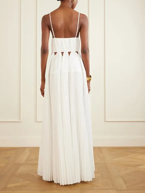 Simkhai Selene Cut-out Pleated Poplin Maxi Dress