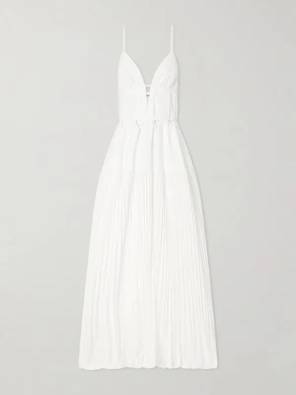 Simkhai Selene Cut-out Pleated Poplin Maxi Dress - White