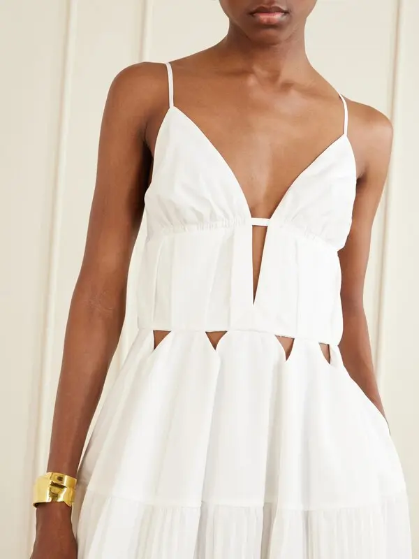 Simkhai Selene Cut-out Pleated Poplin Maxi Dress