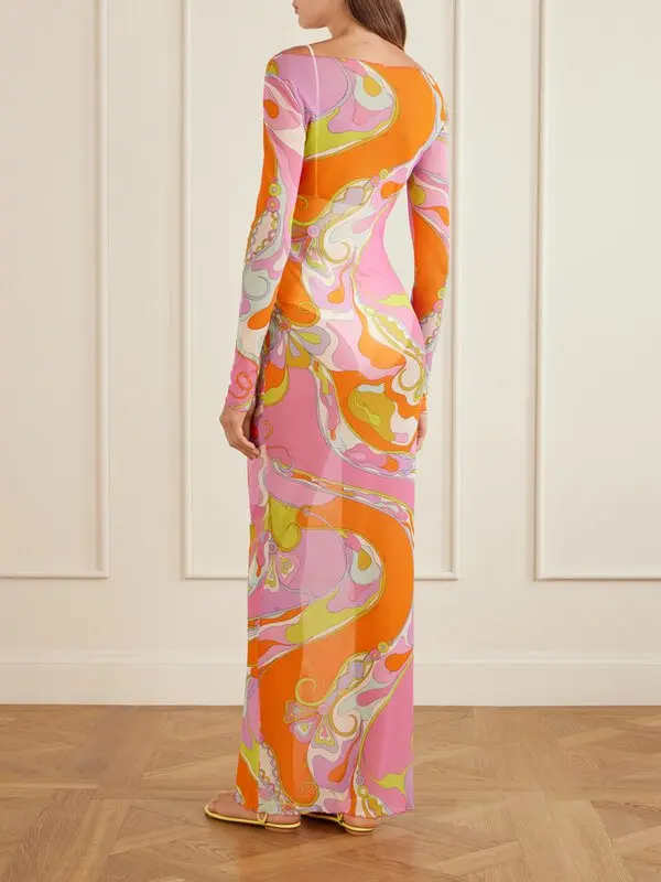 Emilio Pucci Printed Tulle Maxi Dress - Multi