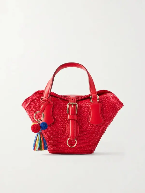 Dolce & Gabbana Coffa Capri Mini Embellished Raffia Tote - Red