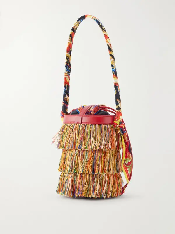 Dolce & Gabbana Capri Fringed Raffia Bucket Bag