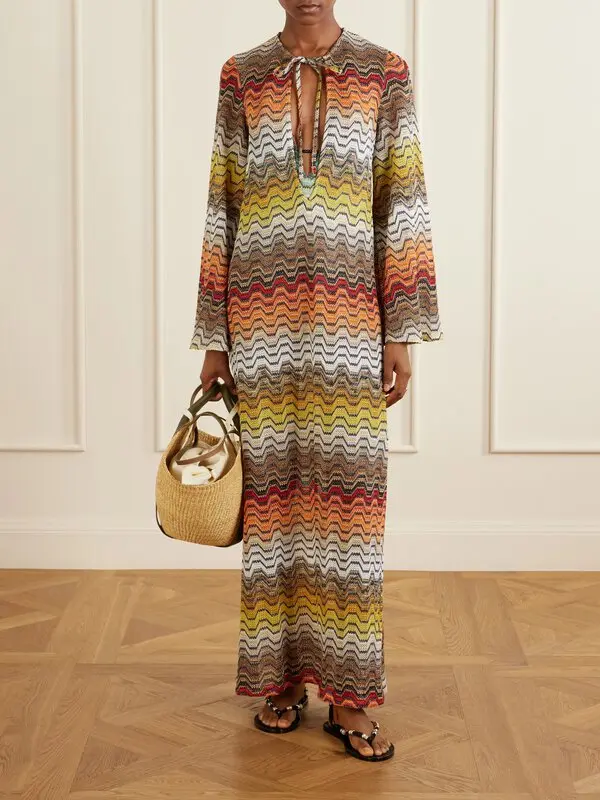 Missoni Mare Striped Metallic Crochet-knit Coverup - Multi
