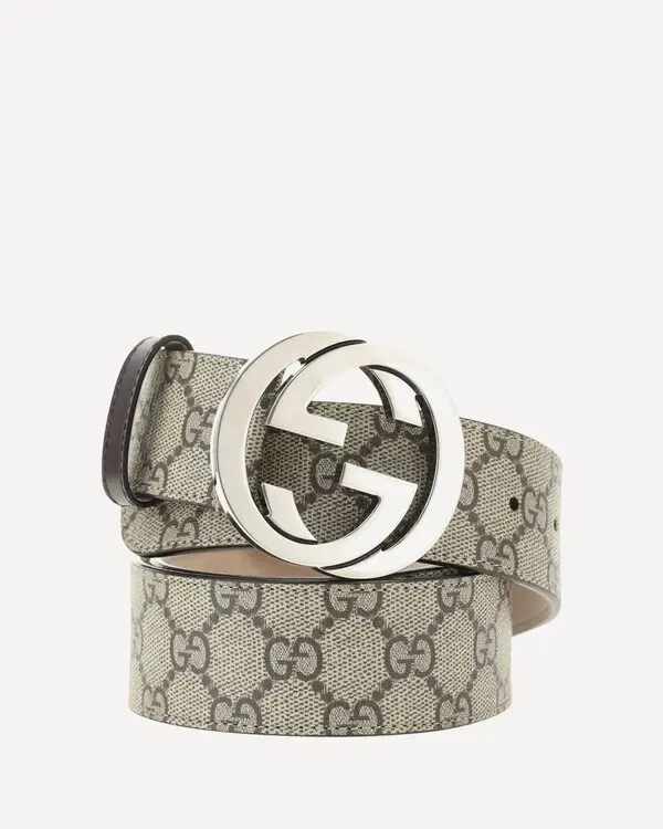 Gucci Gg Supreme Logo Belt - Beige