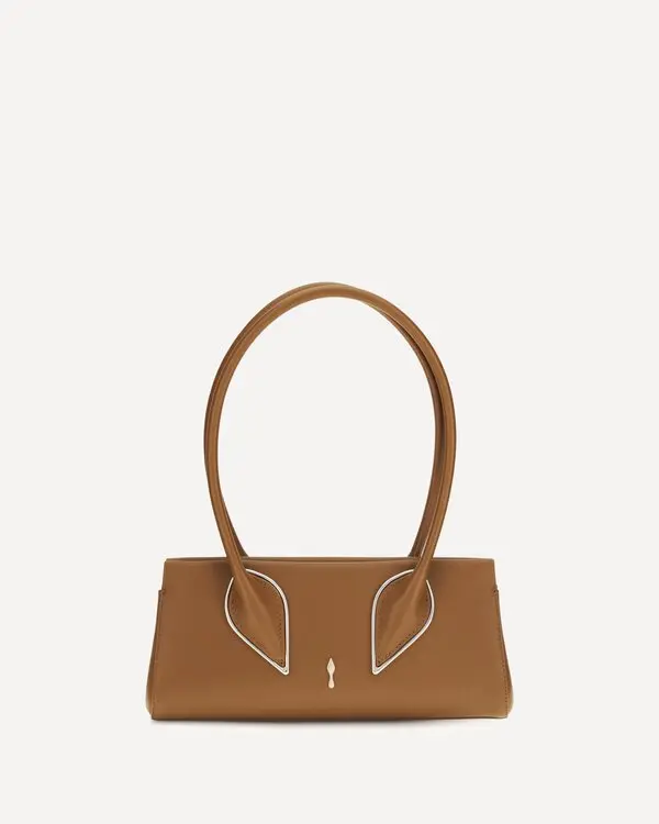 CHRISTIAN LOUBOUTIN Venus Calfskin Leather Shoulder Bag - Brown