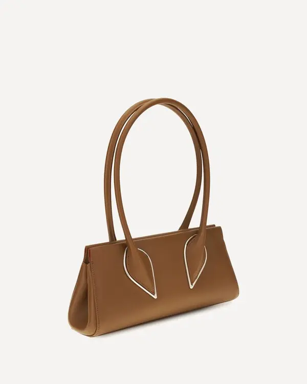 CHRISTIAN LOUBOUTIN Venus Calfskin Leather Shoulder Bag - Brown