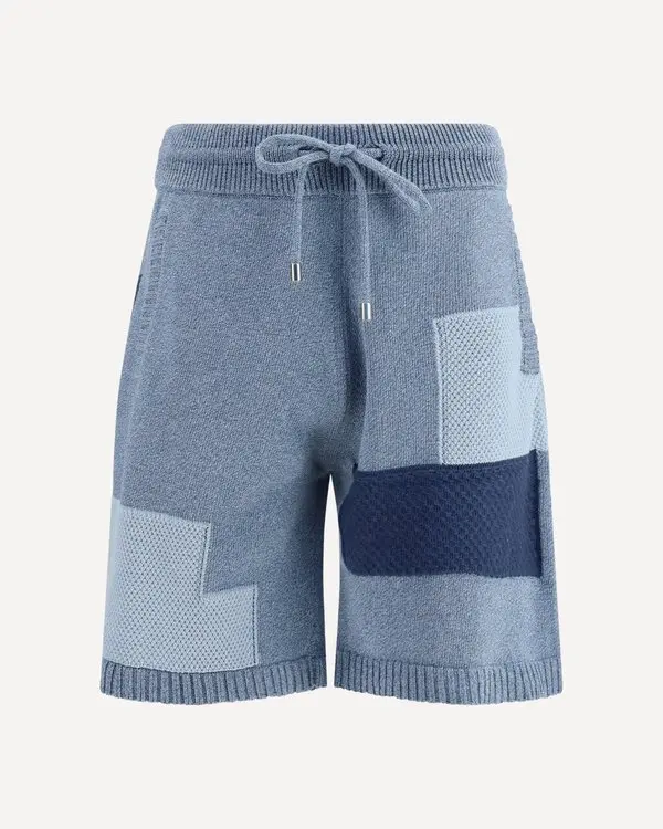 LANEUS Patchwork Cotton Knit Shorts