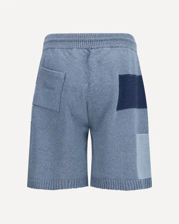 LANEUS Patchwork Cotton Knit Shorts