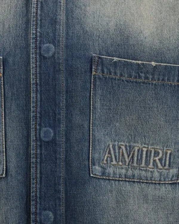 Amiri Ebroidered Logo Deni Shirt Ale