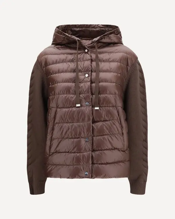 Herno Down Jacket With Wool Sleeves And Hood