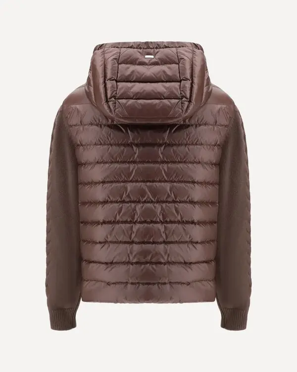Herno Down Jacket With Wool Sleeves And Hood