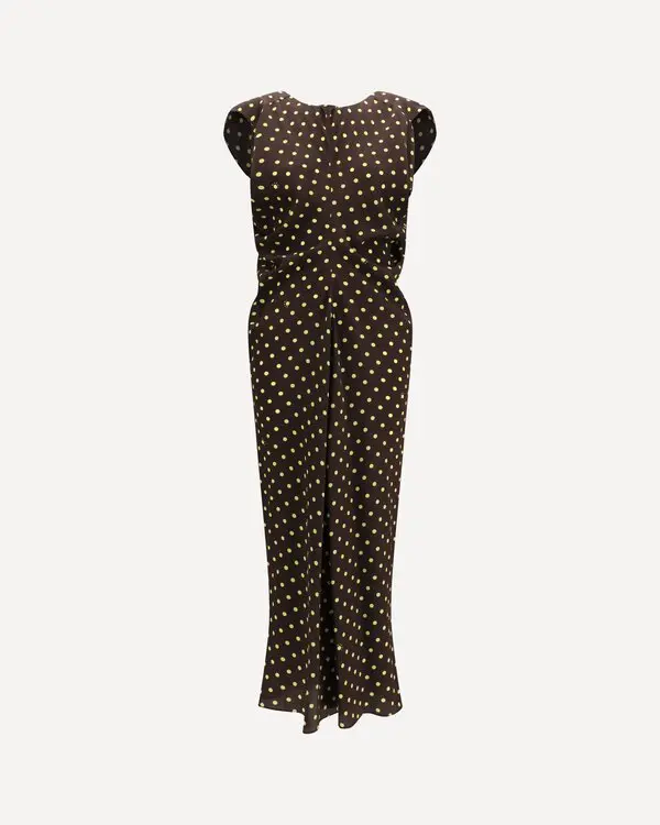 Marni Printed Polka Dot Crepe Midi Dress - Brown
