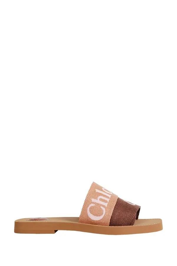 Chloé Woody Flat Sandals With Logo Detail - Pink