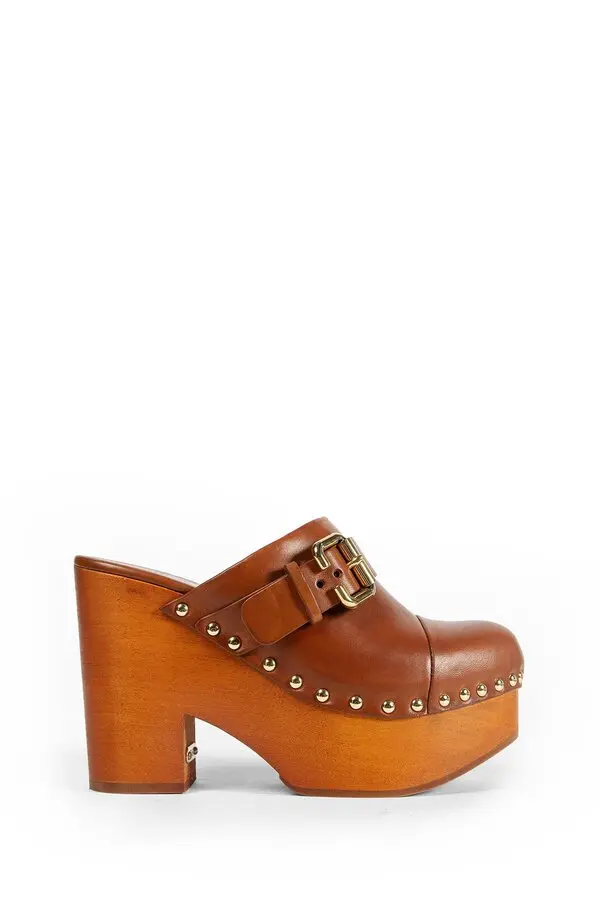 Chloé Jeannette Leather Wedge Mules