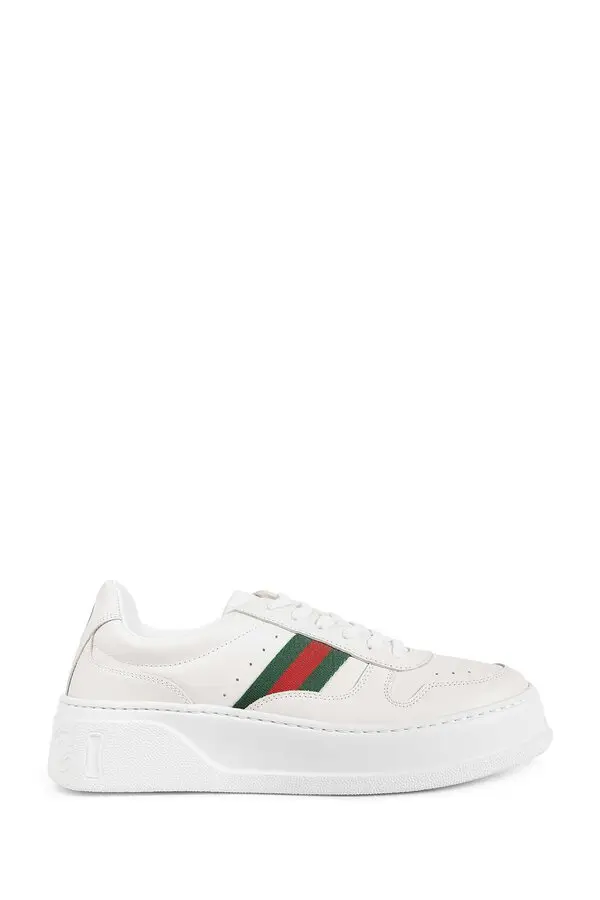 Gucci Web" Logo Detail Leather Chunky Sneakers - White
