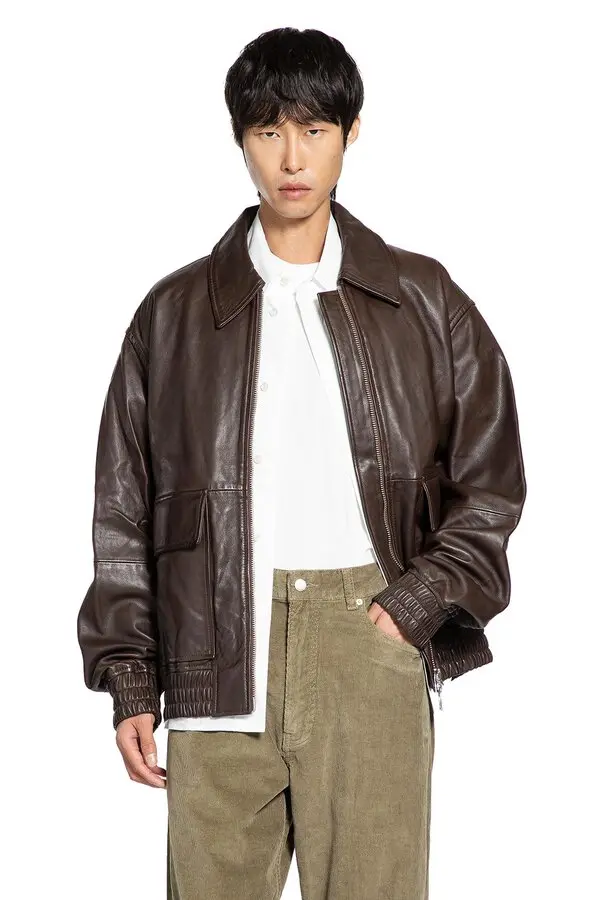 Studio Nicholson Piston Leather Jacket - Brown