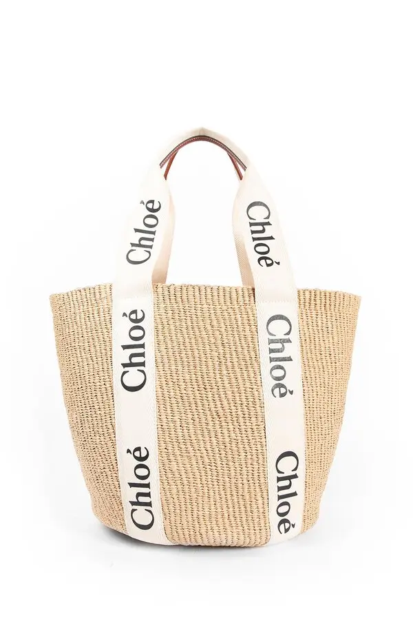 Chloé Woody Raffia Tote Bag - Beige