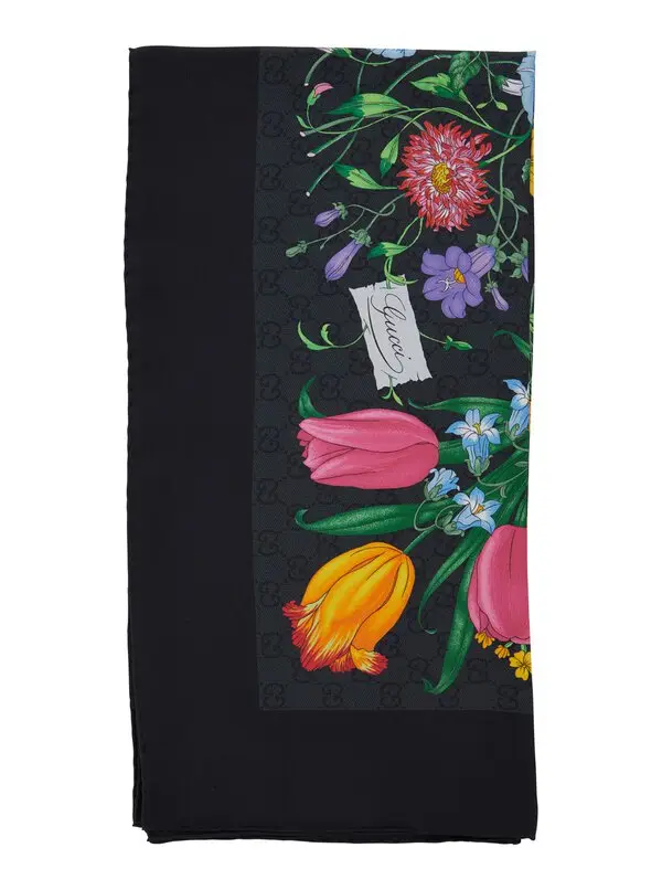 Gucci Flora Twill Scarf - Black