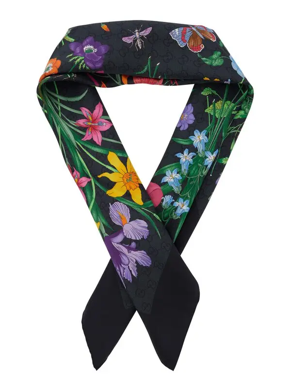 Gucci Flora Twill Scarf - Black