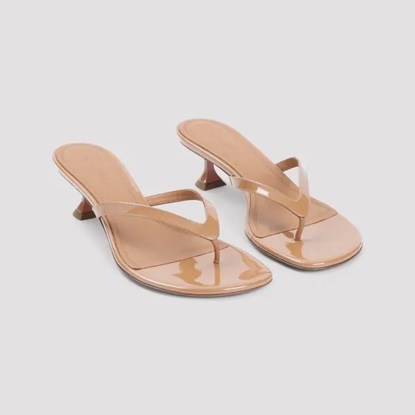 Amina Muaddi Juliette Patent Leather Thong Sandals - White