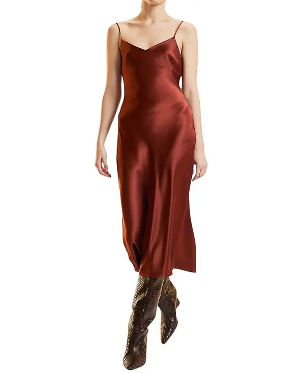 Cynthia Rowley Satin Slip Dress - Rust