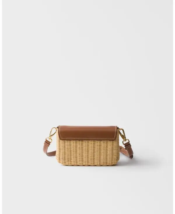 Prada Small Wicker And Leather Shoulder Bag