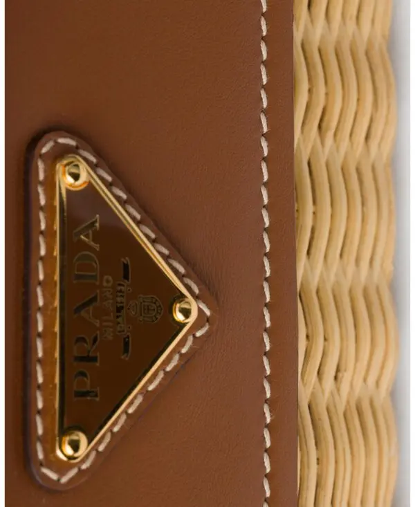 Prada Small Wicker And Leather Shoulder Bag