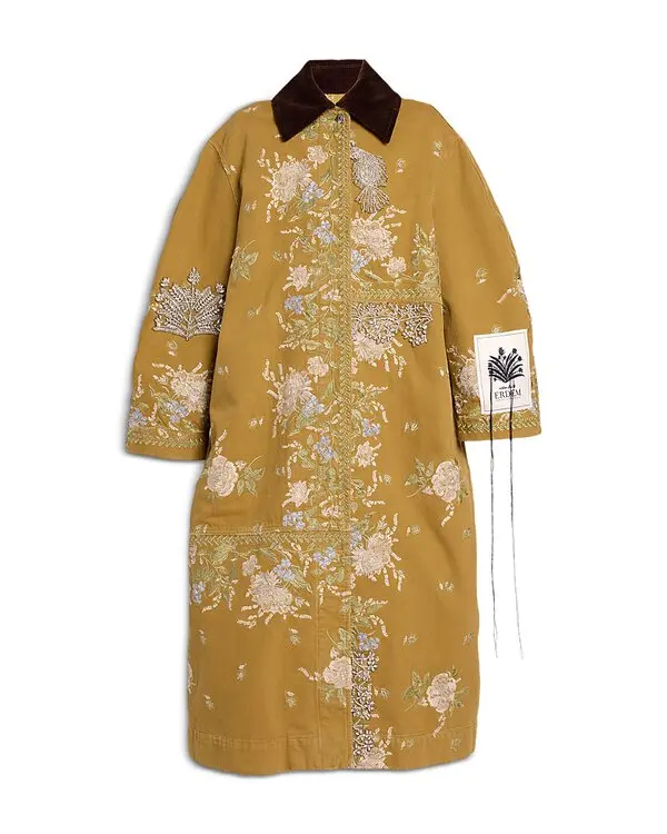 Erdem Embroidered Overcoat - Cumin