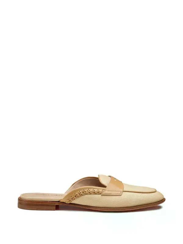 Santoni Braided Leather Trim Flat Mules