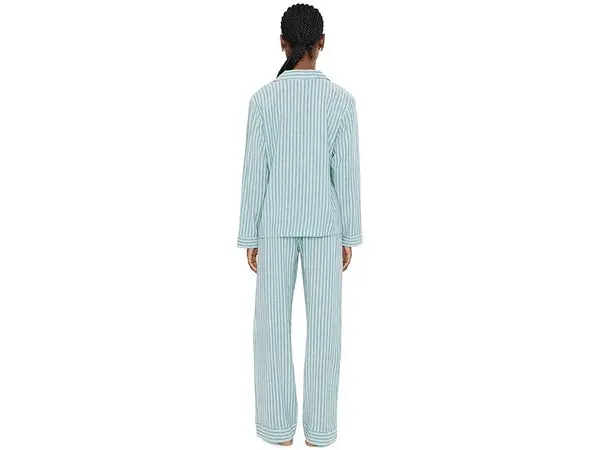Eberjey Nautico Long Pj Set Pajama Sets Regatta Stripe Seagrass/white - Blue