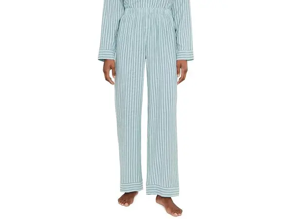 Eberjey Nautico Long Pj Set Pajama Sets Regatta Stripe Seagrass/white - Blue