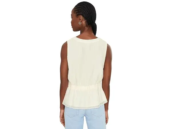 Vince Camuto Sleeveless V-neck Lace Trim Peplum Top