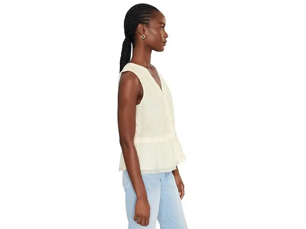 Vince Camuto Sleeveless V-neck Lace Trim Peplum Top