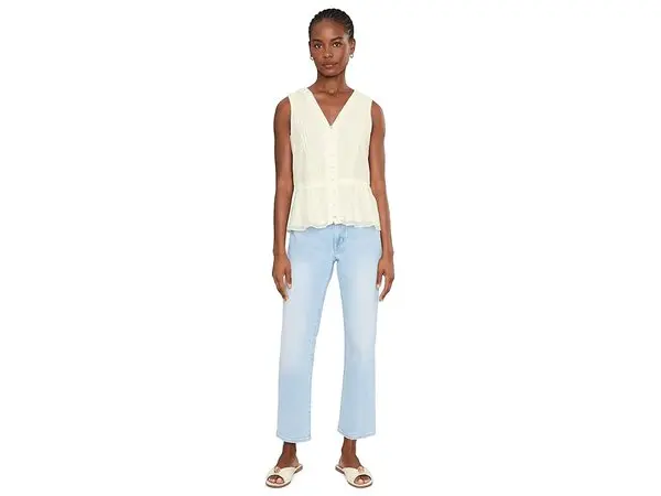 Vince Camuto Sleeveless V-neck Lace Trim Peplum Top