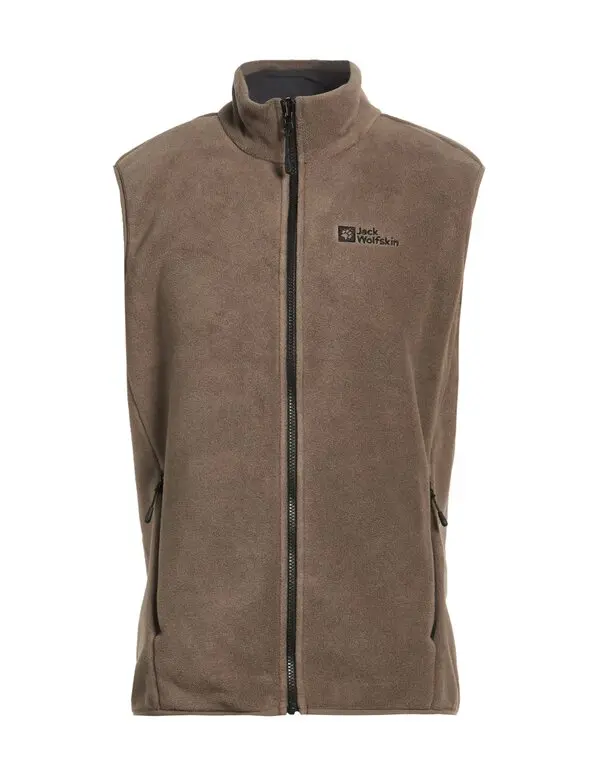 JACK WOLFSKIN Khaki Polyester Fleece Vest With Zipper Fastening