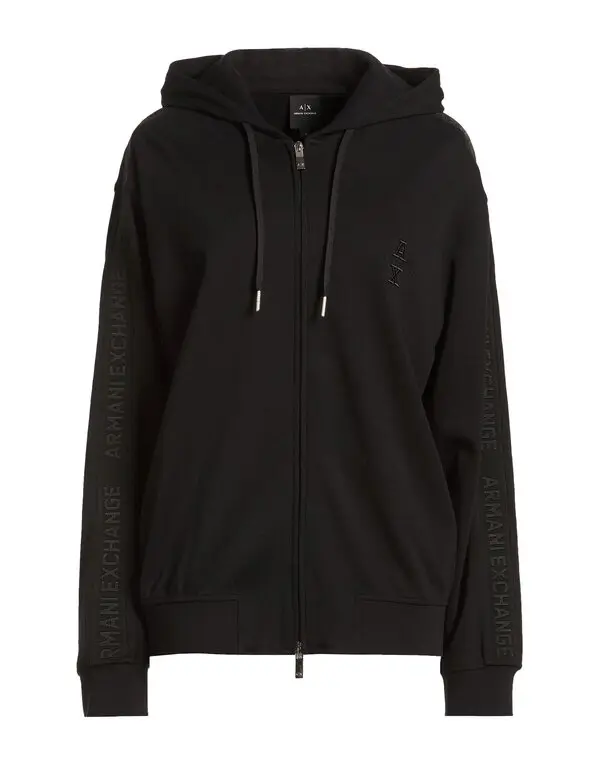 Armani Exchange Cotton Zip-up Hoodie With Embroidered Logo And Side Stripes