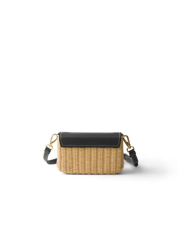 Prada Wicker And Leather Shoulder Bag