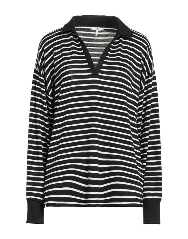 Rag & Bone Striped Long Sleeve Sweater With Camp Collar