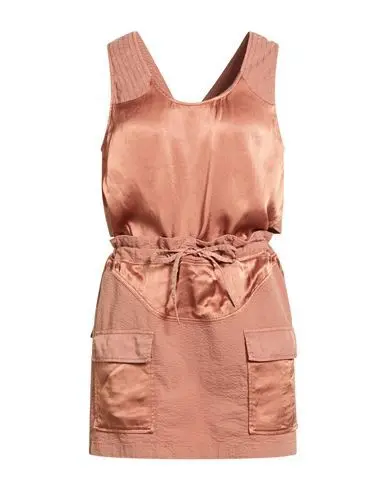 Pinko Mini Dress With Cutout And Drawstring Waist - Camel