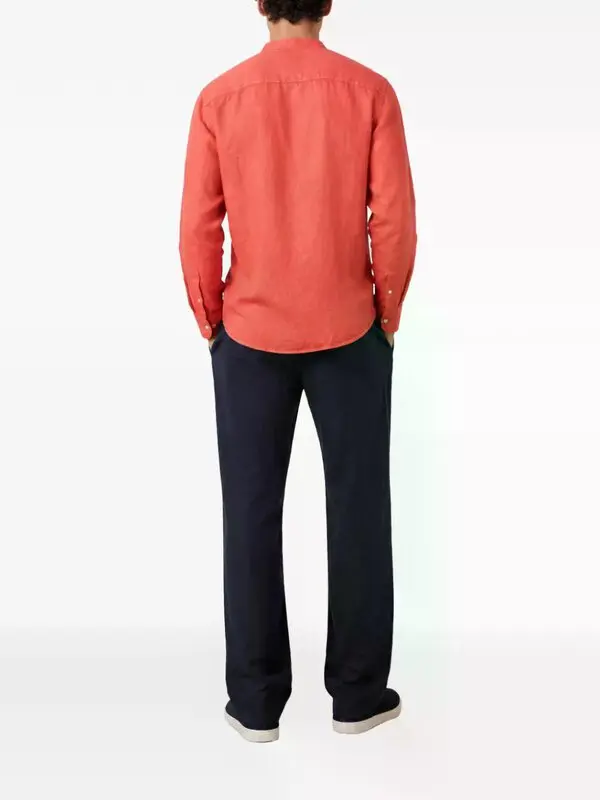 120% Lino Mandarin-collar Long-sleeve Shirt