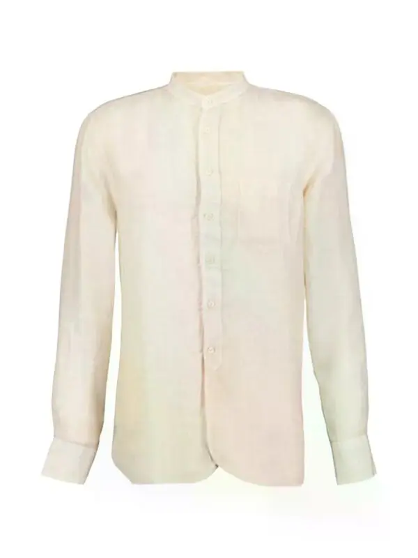 120% Lino Band-collar Pocket Shirt