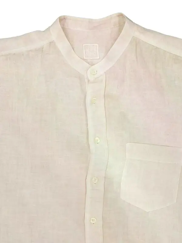120% Lino Band-collar Pocket Shirt