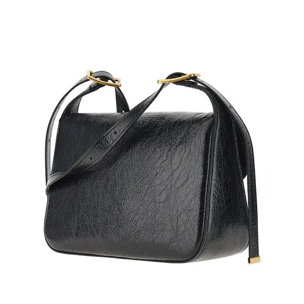 Balenciaga Arena Leather Shoulder Bag With Buckle Detail - Black