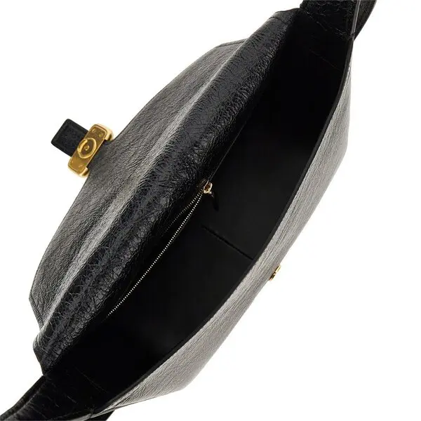 Balenciaga Arena Leather Shoulder Bag With Buckle Detail - Black