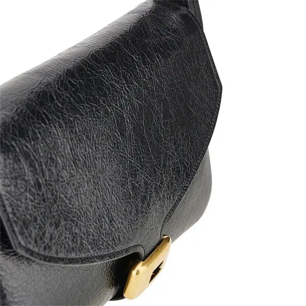 Balenciaga Arena Leather Shoulder Bag With Buckle Detail - Black