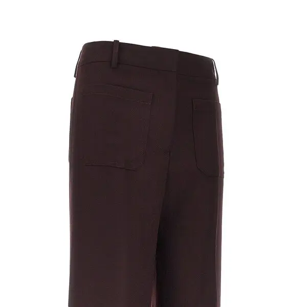 Victoria Beckham Alina Wool Flannel Wide Leg Pants - Red